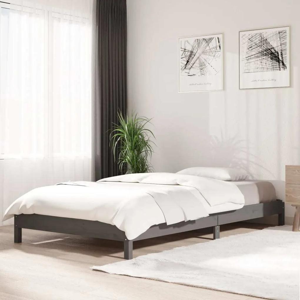 vidaXL Stohovatelná postel 75 x 190 cm masivní borovice [820409] Barva: Šedá