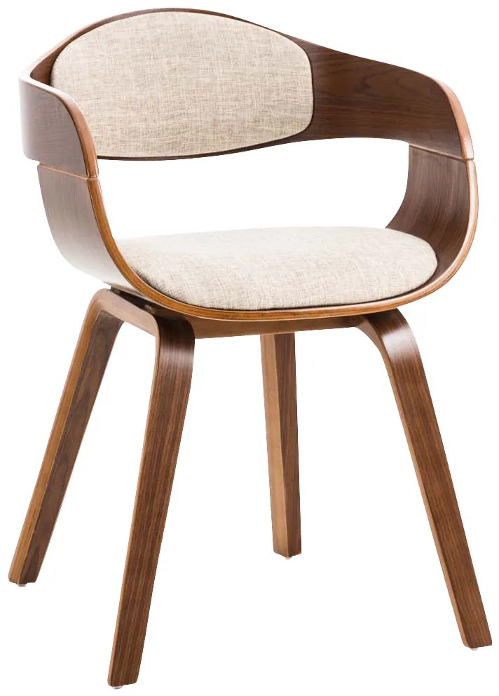 Židle King látka, dřevěné nohy ořech - Krémová