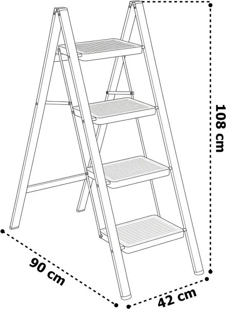 Skládací schůdky EASYSTEP 4-stupňové bílé