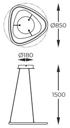 Závěsné LED svítidlo GETAFE 85 cm chrom černá