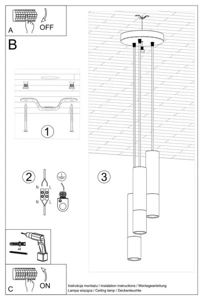 Sollux SL.0949 - Lustr na lanku LOOPEZ 3xGU10/10W/230V kulatý černá/měď