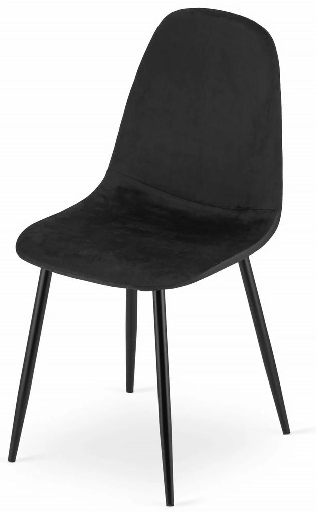 Černá sametová židle COMO s černými nohami
