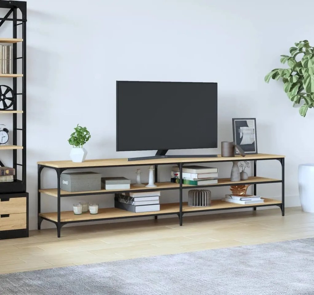 vidaXL TV skříňka 200 x 30 x 50 cm kompozitní dřevo a kov [826759] Barva: hnědý dub