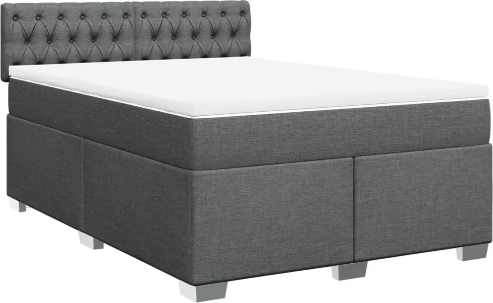 Box spring postel s matrací tmavě šedá 140x200 cm textil 3288219