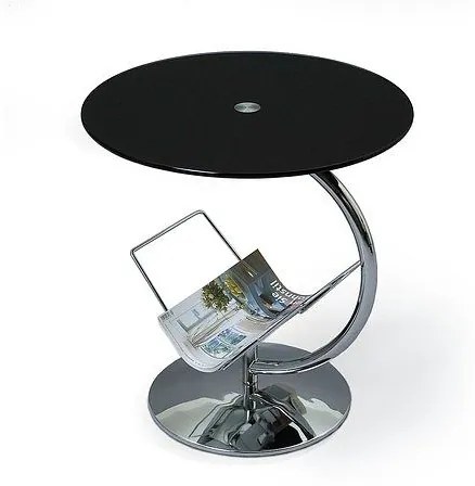 Kulatý odkládací stolek Ardon, sklo + chromovaná ocel