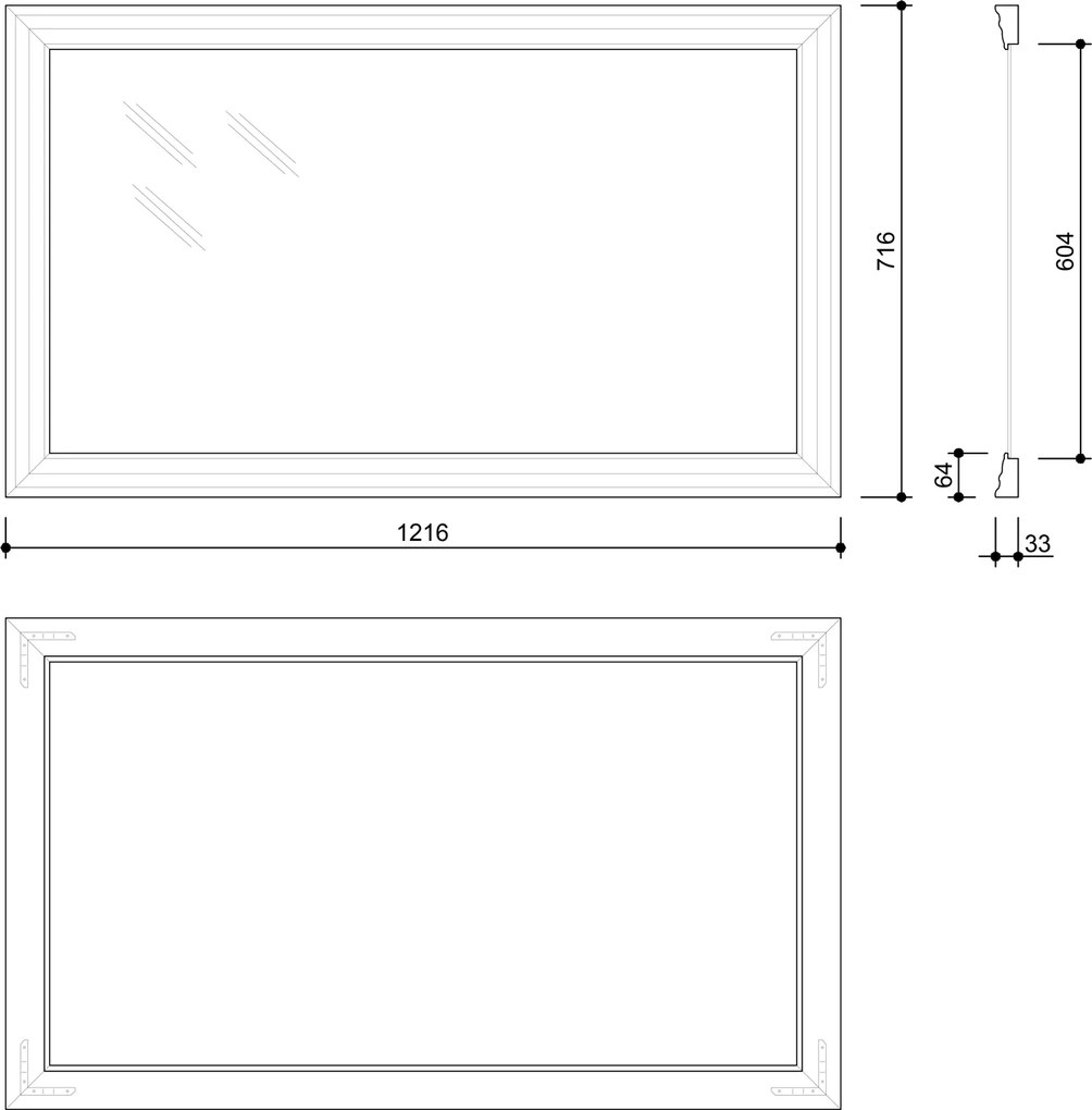 Sapho DEGAS 71,6 x 121,6 cm NL732 zrcadlo v rámu černá/starobronz