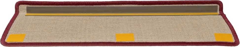 Schodové rohože 15 ks 65 x 21 x 4 cm bordó obdélníkový okraj 326199