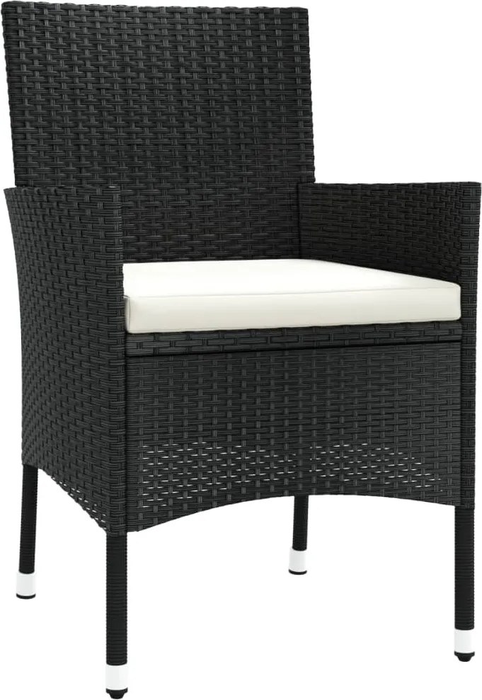 5dílný zahradní bistro set s poduškami černý polyratan 3187433