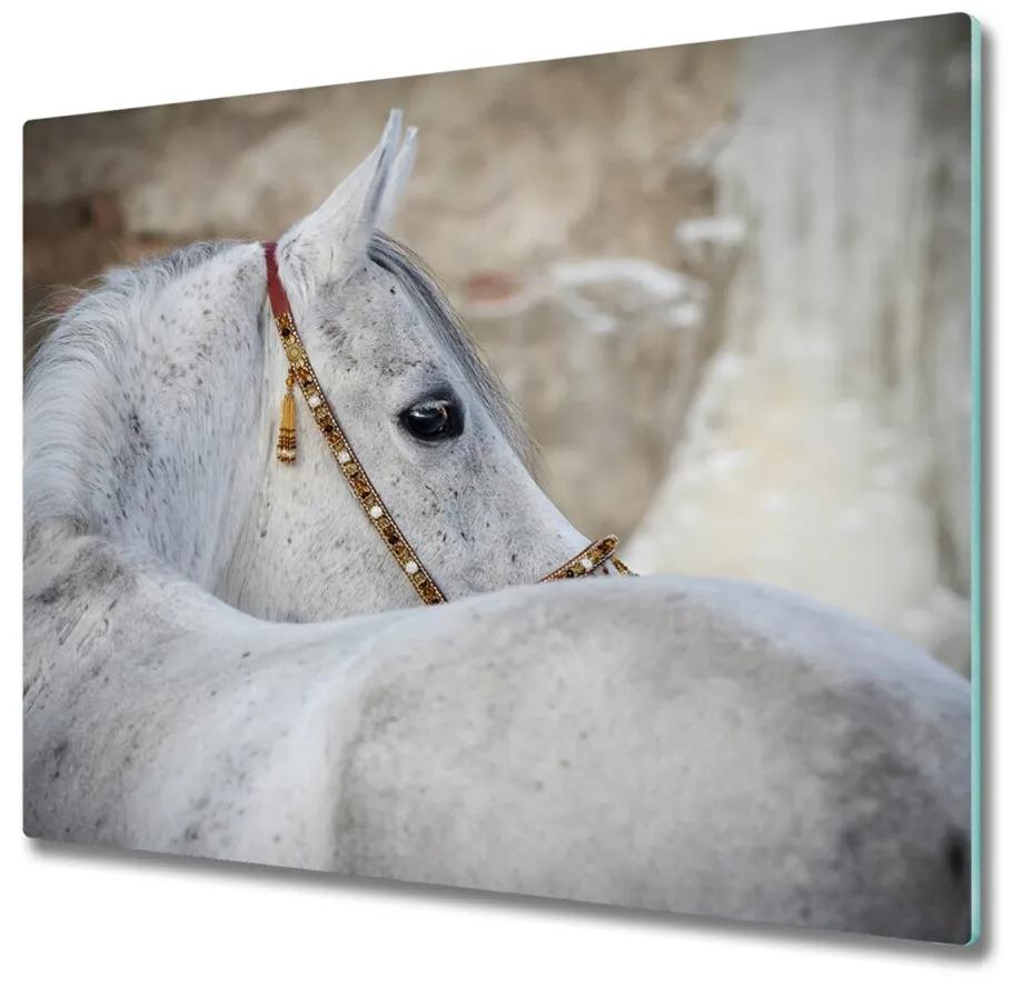 Skleněná krájecí deska Bílý arabský kůň 60x52 cm