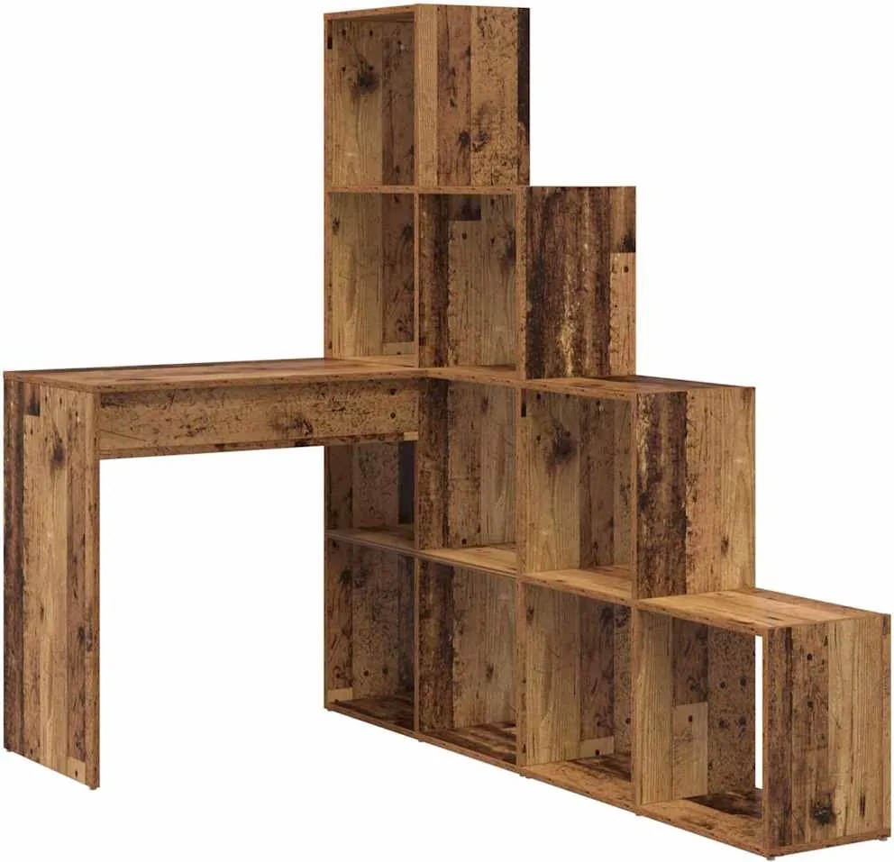 Rohový psací stůl s policí Staré dřevo 101,5 x 149,5 x 149,5 cm 3337247