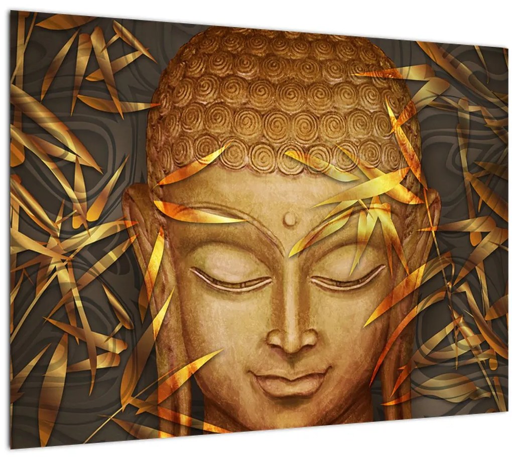 Skleněný obraz - Zlatý Buddha (70x50 cm)
