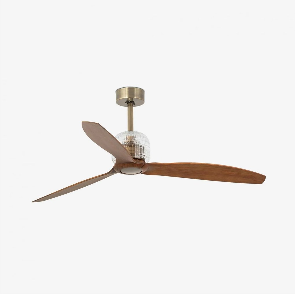 FARO 33398D DECO FAN M, zlatá/dřevo, stropní LED ventilátor s DC motorem - FARO