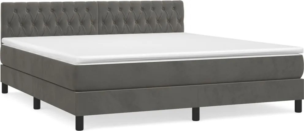 Box spring postel s matrací tmavě šedá 180x200 cm samet 3141498