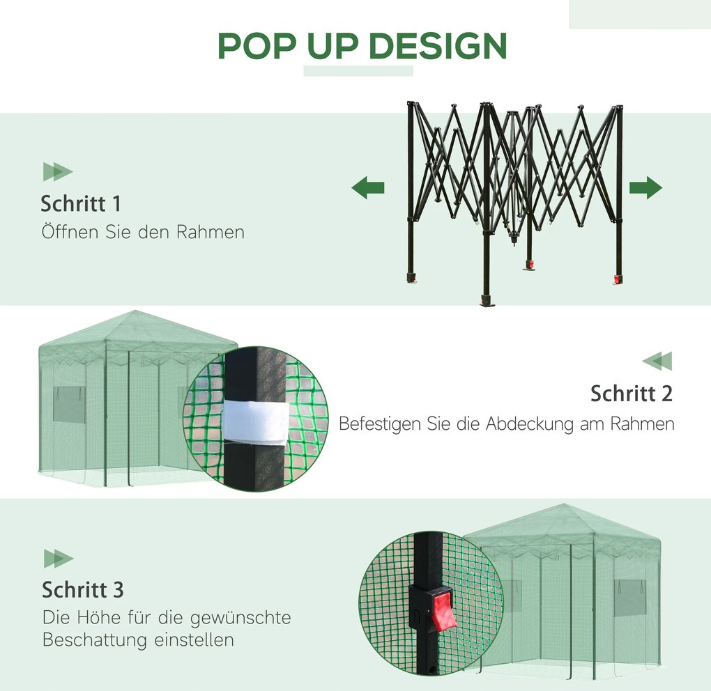 Gewächshaus Treibhaus Tomatenhaus Frühbeet mit Tür und Fenster zum Aufrollen PE Stahl Dunkelgrün 238 x 178 x 240 cm