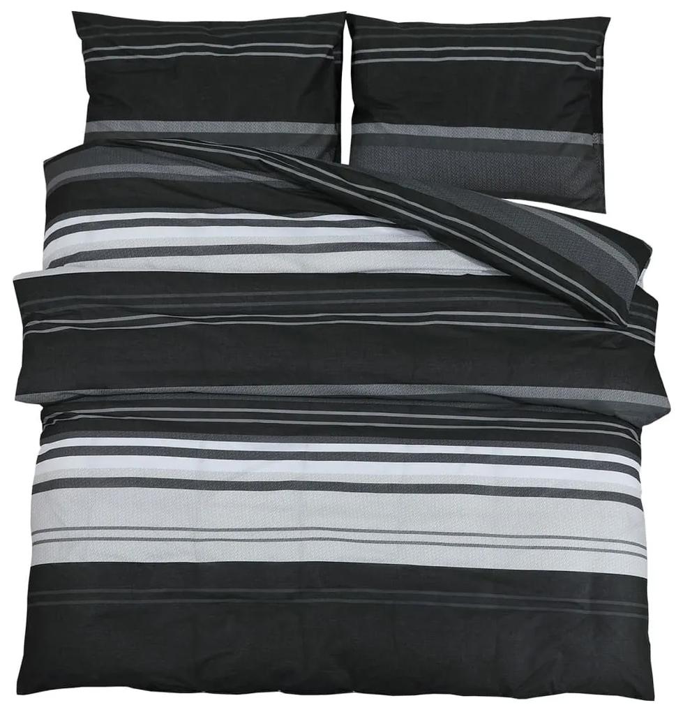 vidaXL Sada ložního prádla černá a bílá 260 x 220 cm bavlna