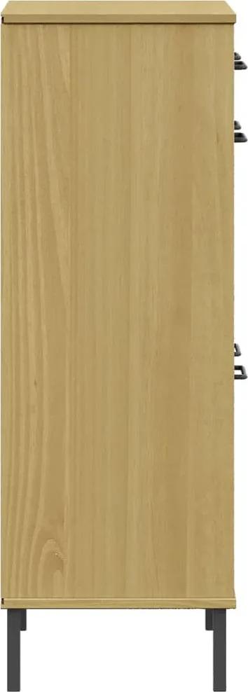 vidaXL Botník s kovovými nohami masivní borové dřevo OSLO [350982] Barva: Hnědá
