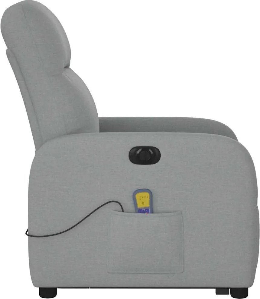 Elektrické zvedací masážní polohovací křeslo světle šedé textil 3303002