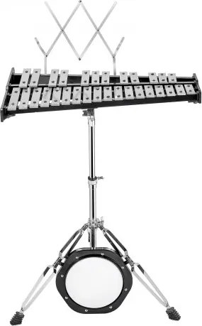 30 Note Glockenspiel xylofonový zvonek s paličkami, stojanem a cvičnou podložkou