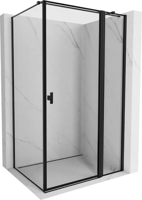 Mexen Mist T, sprchový kout s křídlovými dveřmi, pravý, 75 x 110 cm, 8mm čiré sklo, černý profil, 8A4T-110-075-70-70-P