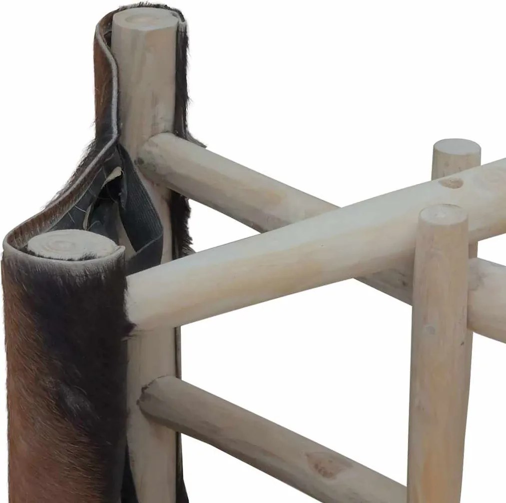 Skládací stolička kozí kůže a masivní teak 288815