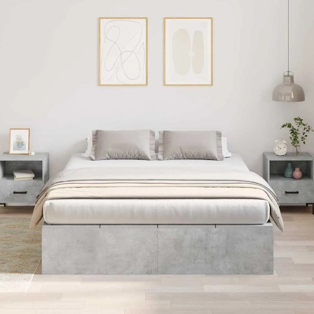 Rám postele s úložným prostorem Betonově šedá 150 x 200 cm 3335384