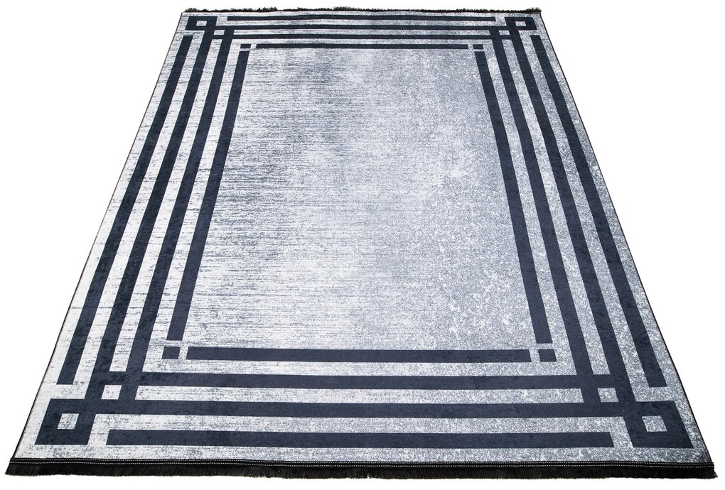 Kusový koberec pratelný TOSCANA 21533 Klasický Moderní pogumovaný šedý Rozměr: 140x200 cm