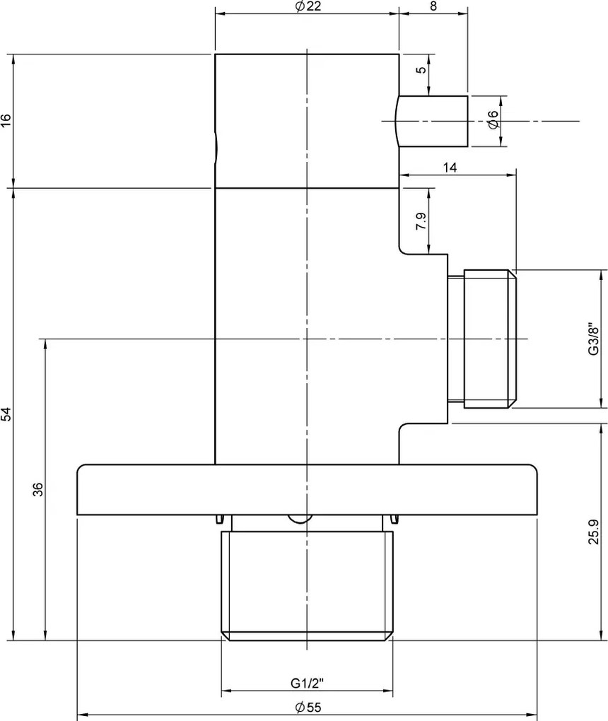 Sapho Minimal rohový ventil s rozetou 1/2x 3/8 pro teplou vodu nerez MI058T