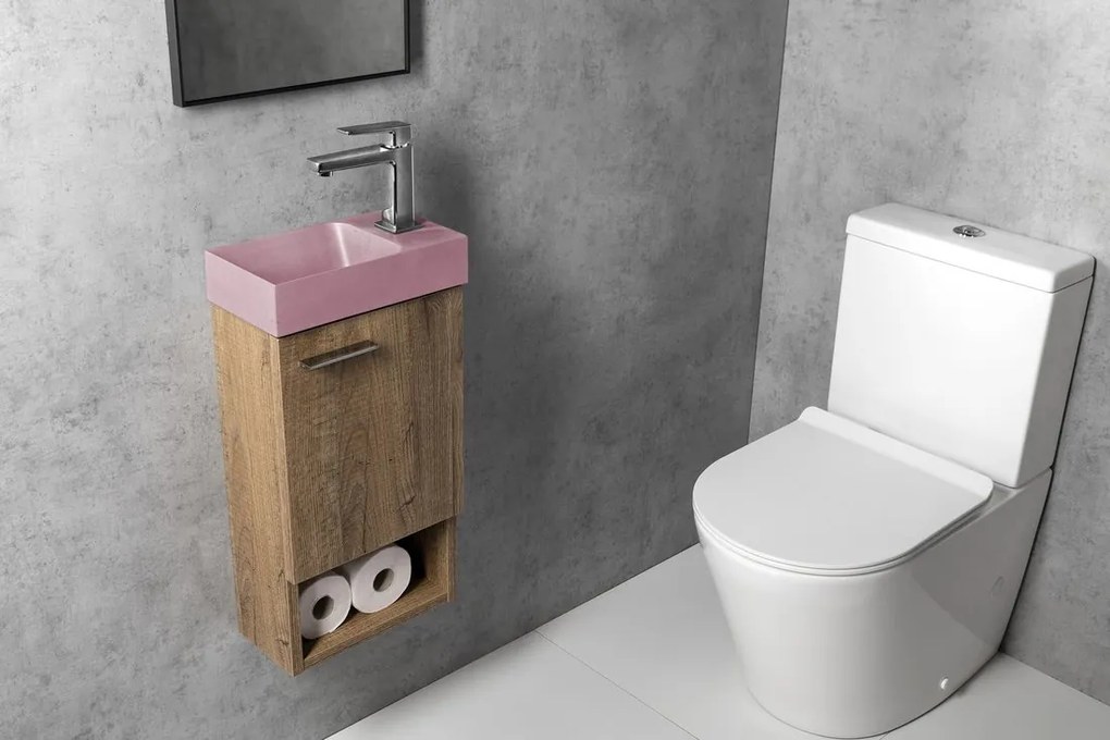 Sapho Piccolino umývátko 30,8 x 10 x 17 cm otvor pro baterii vpravo bez přepadu beton růžová PK30521