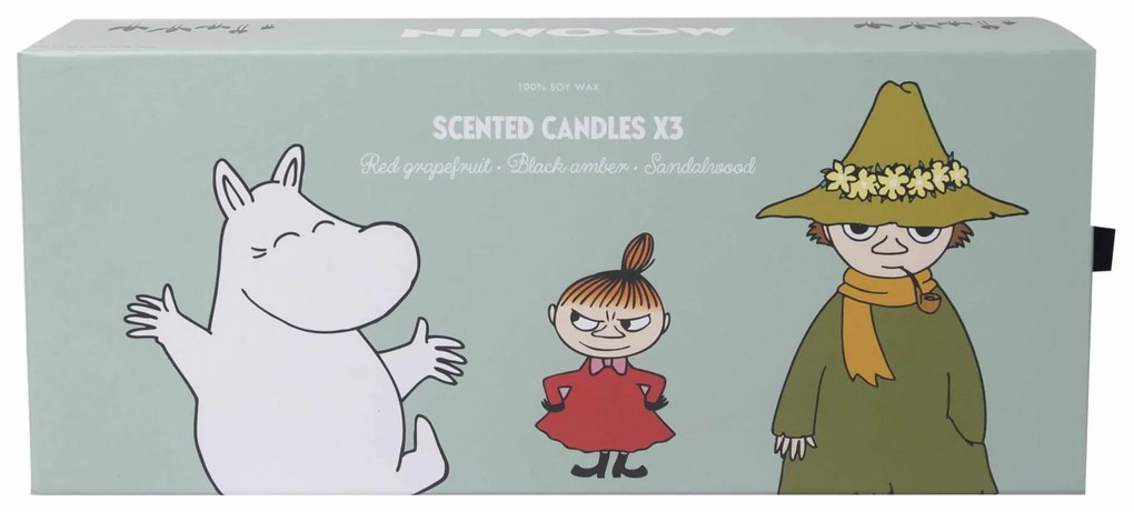 Pluto Design Dárková sada vonných svíček MOOMIN - set 3 ks, multi barva, sklo