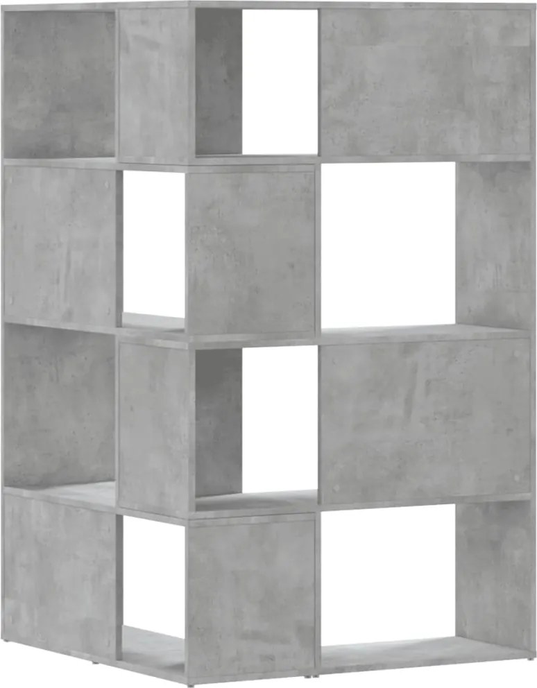 Rohová knihovna 4patrová betonově šedá 85x85x140 cm kompozit 3307813