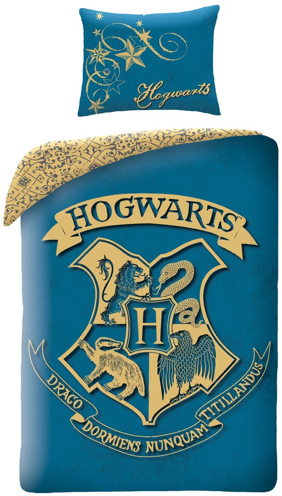 Dětské povlečení Harry Potter Hogwarts modré