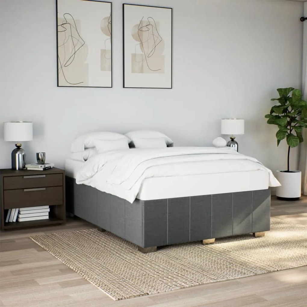 Rám postele bez matrace tmavě šedý 160 x 200 cm textil 3284847