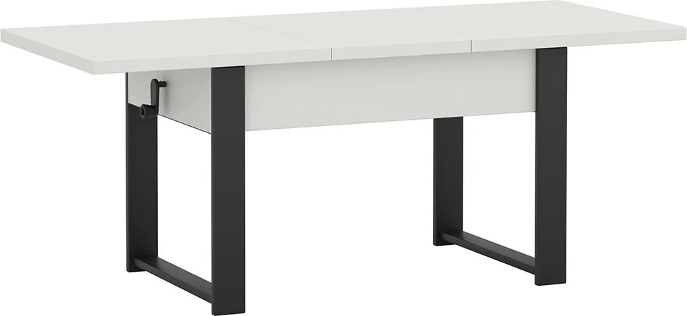 Rozkládací polohovací konferenční stolek HOGO 3v1 | 120-157x62,5-74,5x67 cm | síla horní desky 32 mm | bílá/černé nohy
