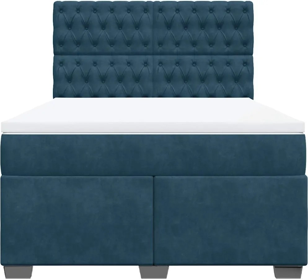 Box spring postel s matrací modrá 160 x 200 cm samet 3290964