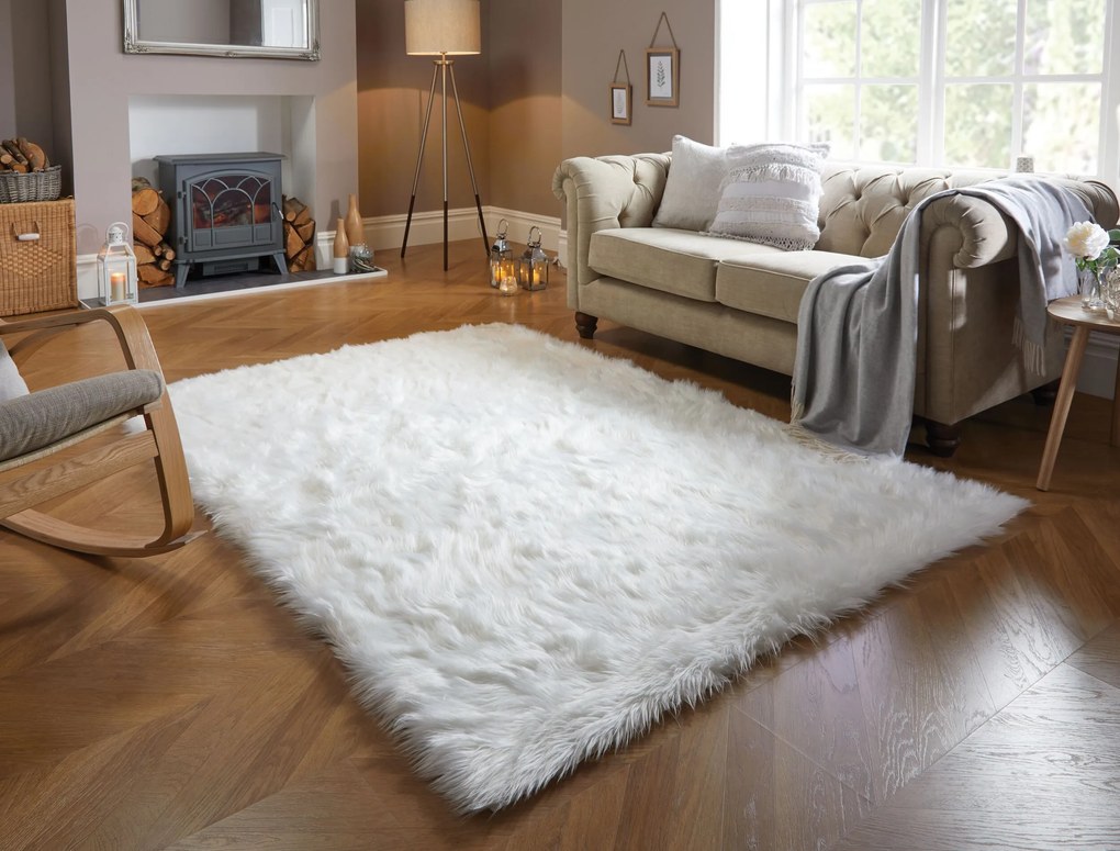 Flair Rugs, DOPRODEJ: 80x150 cm Kusový koberec Faux Fur Sheepskin Ivory, 80x150, bílá, ložnice