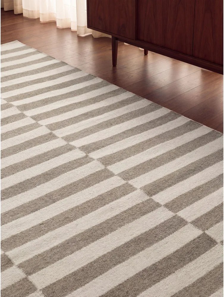 Bílý/šedý oboustranný/ručně tkaný vlněný koberec 200x300 cm Vika – Hanse Home