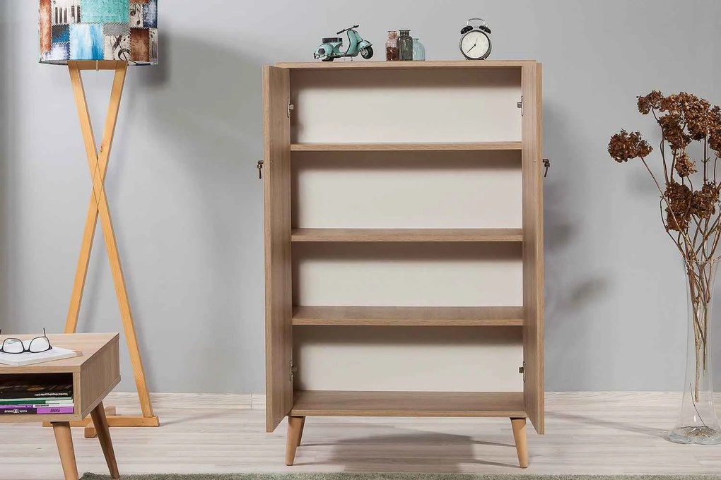 Designová víceúčelová skříň Vallissa 127 cm vzor dub