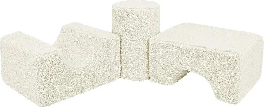 Bílé pěnové hřiště 3 ks z materiálu bouclé výška 30 cm 83x45 cm – Meowbaby