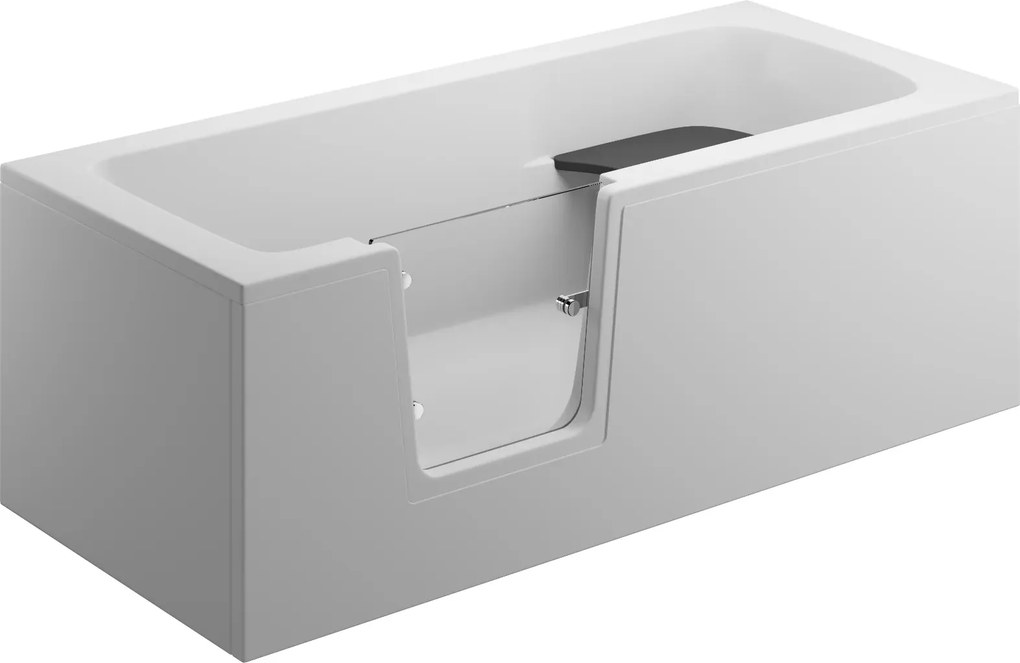 Vana s dvířky Polimat VOVO 150x75 s bílým čelním krycím panelem + vanový sifon automat s přepadem VABPS-ZU 70