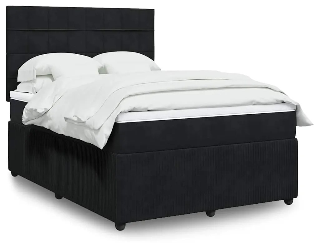 Box spring postel s matrací černá 140 x 190 cm samet 3294636