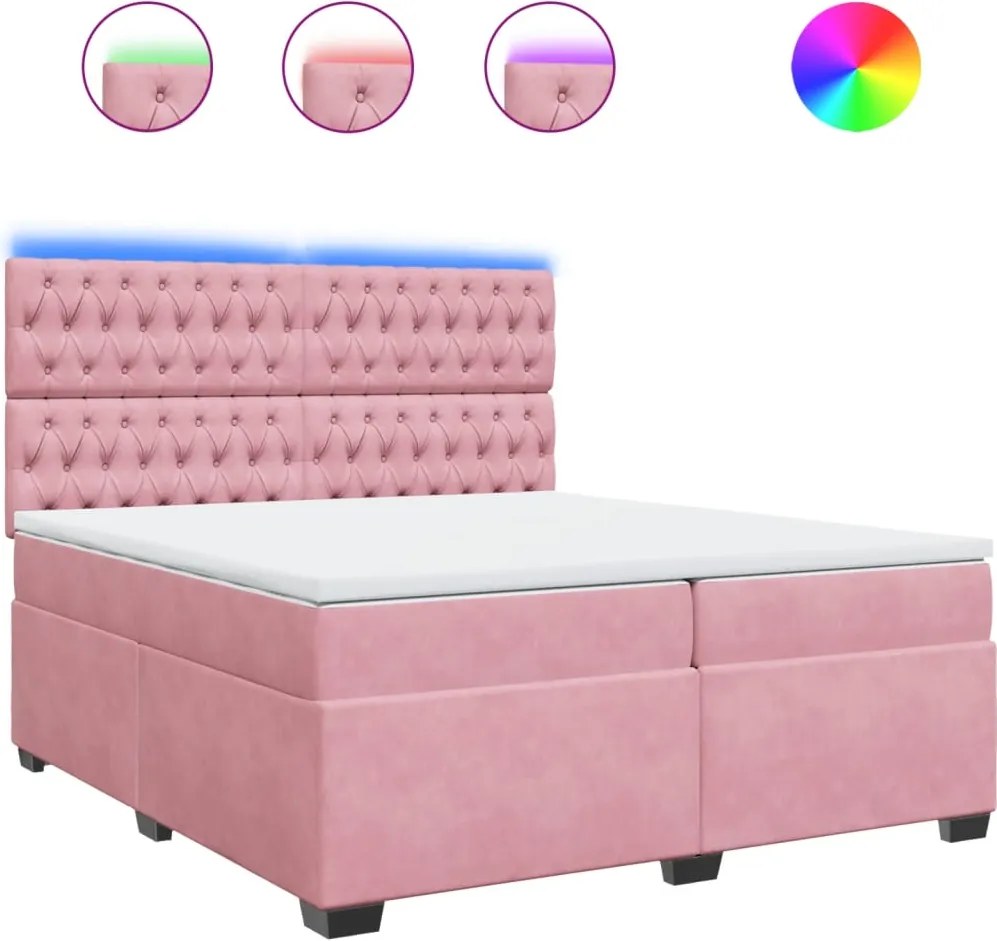 Box spring postel s matrací růžová 200x200 cm samet 3293313