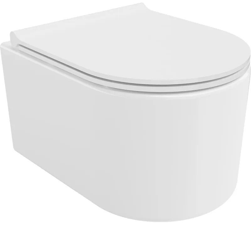 Mexen Sofia, závěsná WC mísa 490x360x355 mm, Rimless Tornádo + WC sedátko z duroplastu, bílá lesklá, 30540500T