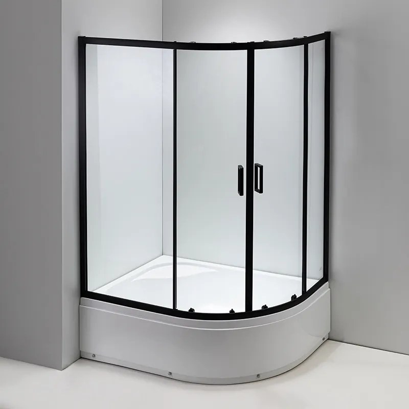 BPS-koupelny Asymetrický sprchový kout MAJA BL R 115x85 cm pravý, černá/transparent v setu s hlubokou sprchovou vaničkou