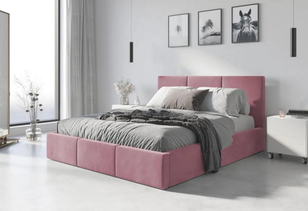 Expedo Čalouněná postel NICKY, 140x200, růžová