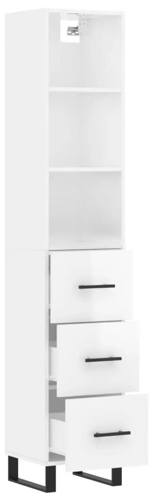 Skříň highboard bílá s vysokým leskem 34,5x34x180 cm kompozit,  3189727