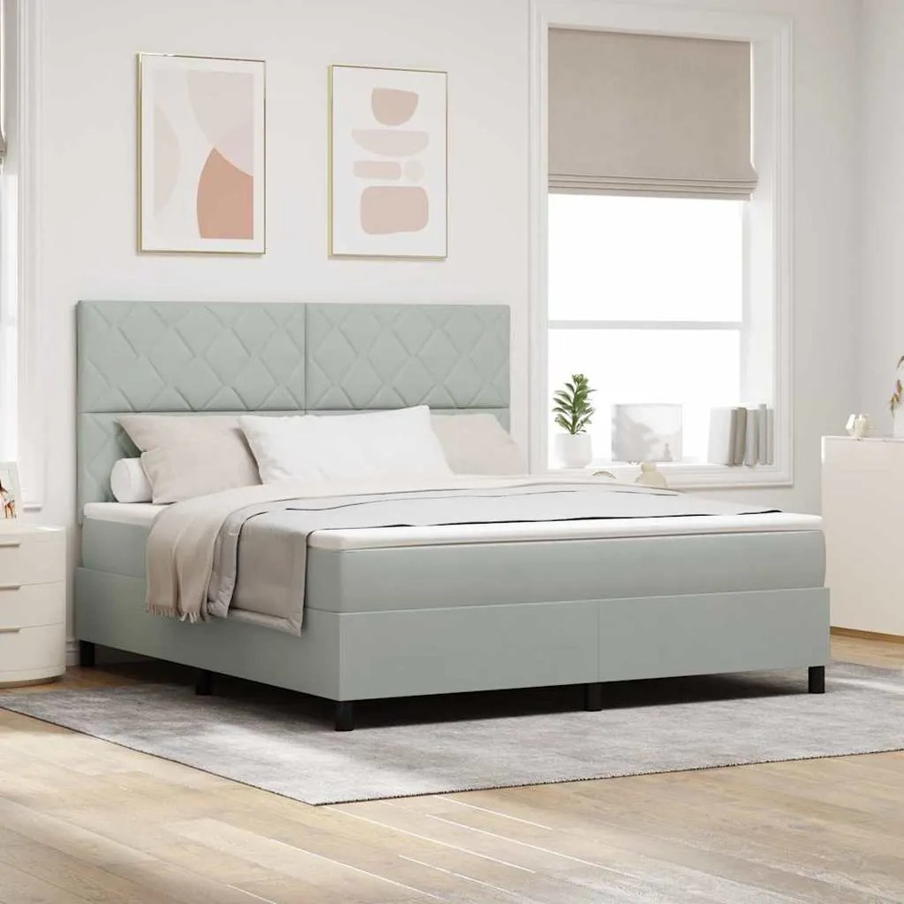 Postel s boxspringem s čelo Světle šedá 180 x 200 cm samet 3339914