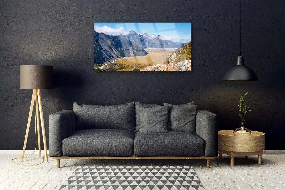 akrylový obraz Hory Údolí Krajina 100x50 cm
