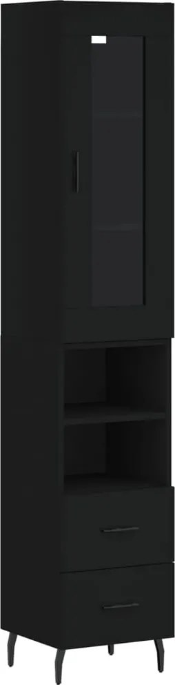 vidaXL Skříň highboard 34,5 x 34 x 180 cm kompozitní dřevo [3199314] Barva: Černá