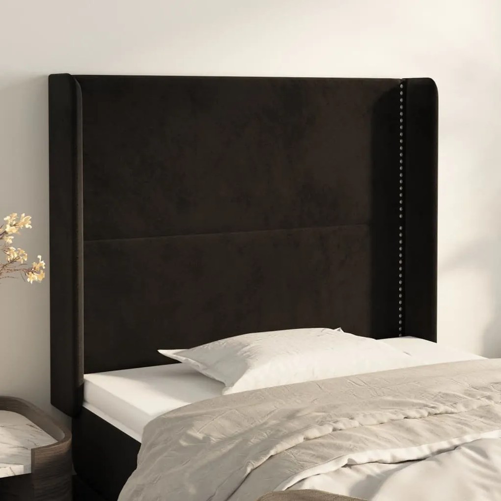 Čelo postele typu ušák černé 103x16x118/128 cm samet 3119484