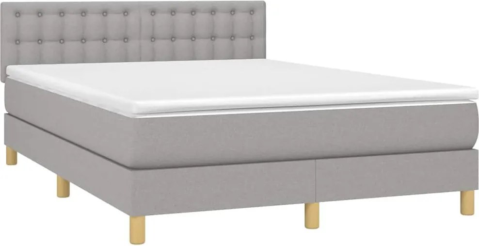 Box spring postel s matrací a LED světle šedá 140x200 cm textil 3134037